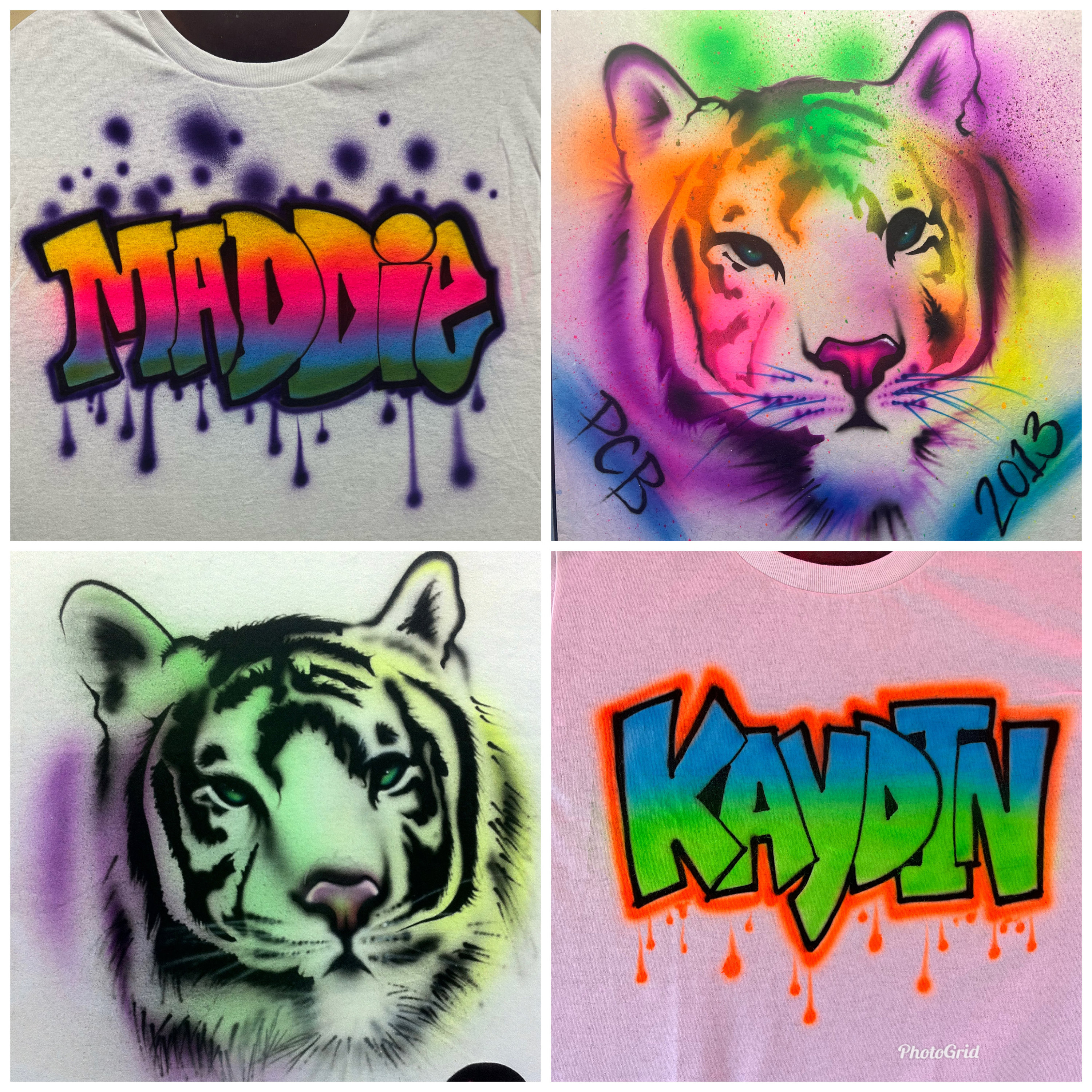 Airbrushed Airbrush Custom T Shirt T-shirt Grafitti Tiger Design Add ...
