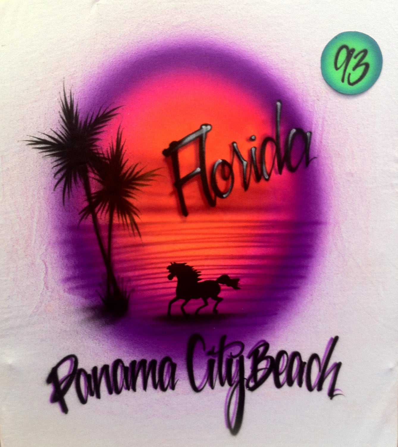Airbrushed Airbrush Custom Beach T Shirt T-shirt Neon Colors Add Name ...