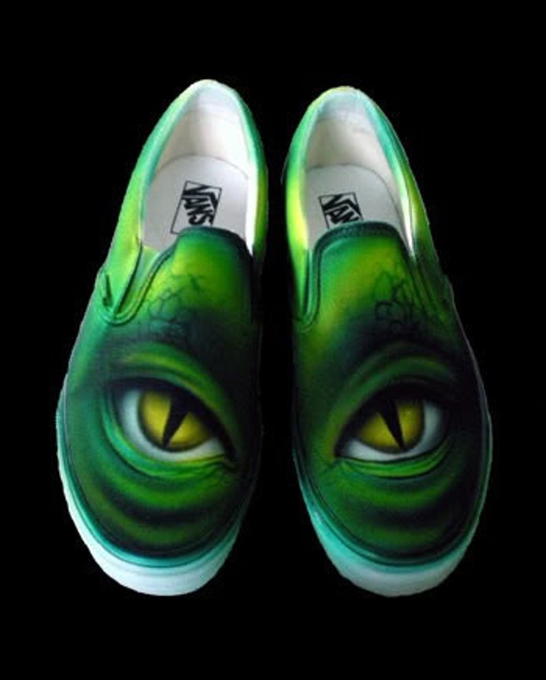 Airbrushed Airbrush Custom VANS Skate Skater Canvas Shoes Lizard Eye ...