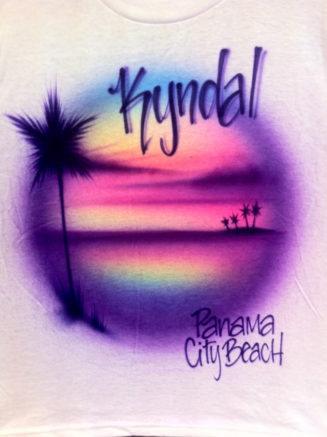 Airbrushed Airbrush Custom Beach T Shirt T-shirt Beach Scene Beachy ...