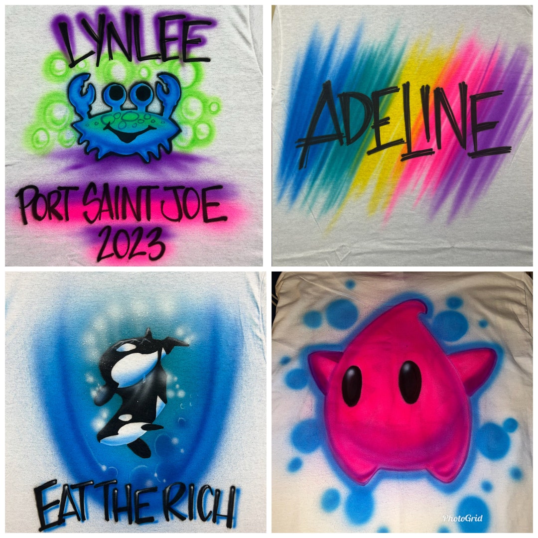 Airbrushed Airbrush Custom Beach T Shirt T-shirt Beach Scene Beachy ...