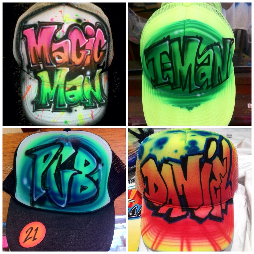 Airbrushed Snap Back Trucker Cap Adjustable Baseball Hat Air Brush ...