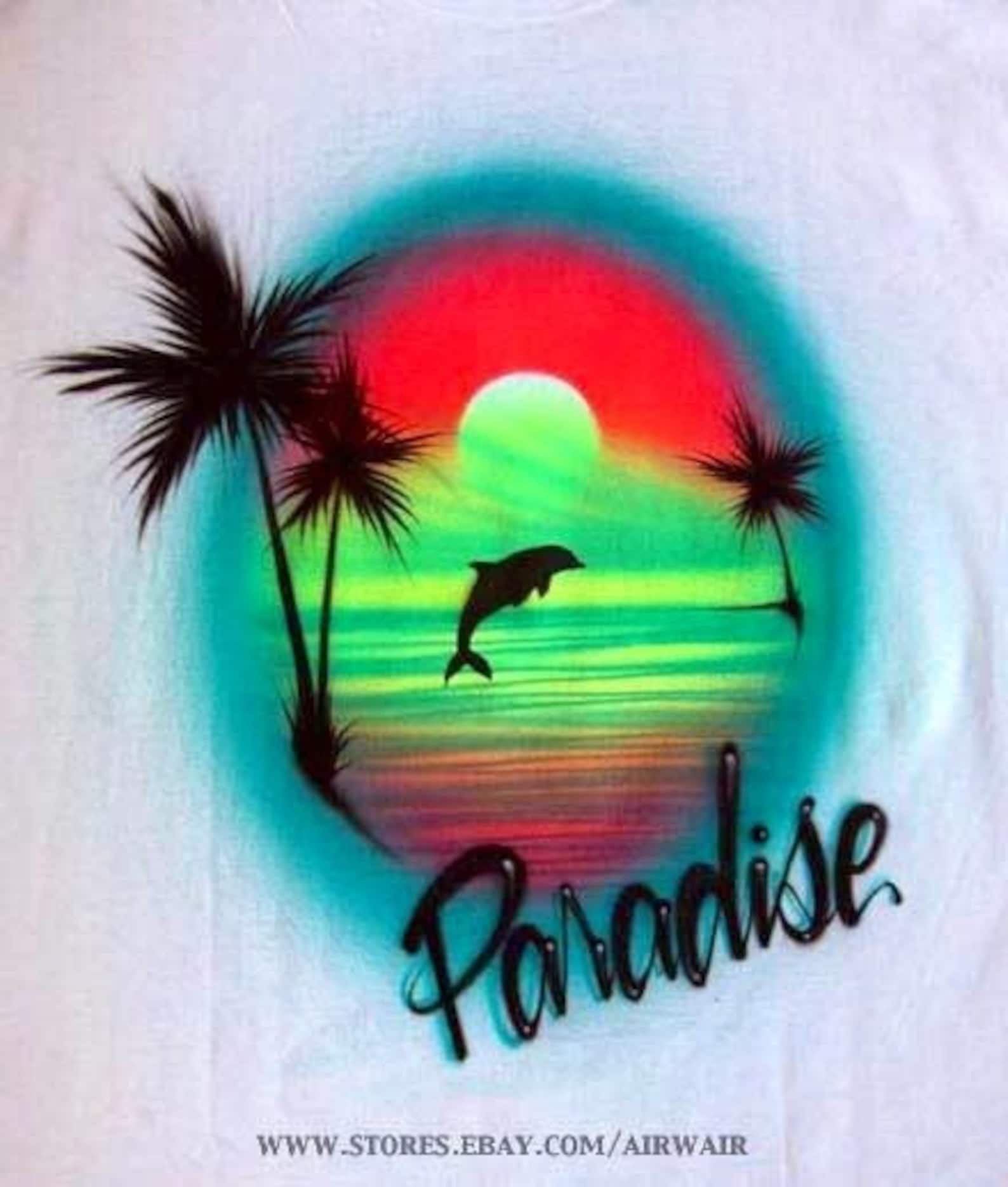 Airbrushed Airbrush Custom Beach T Shirt T-shirt Neon Colors Add Name ...
