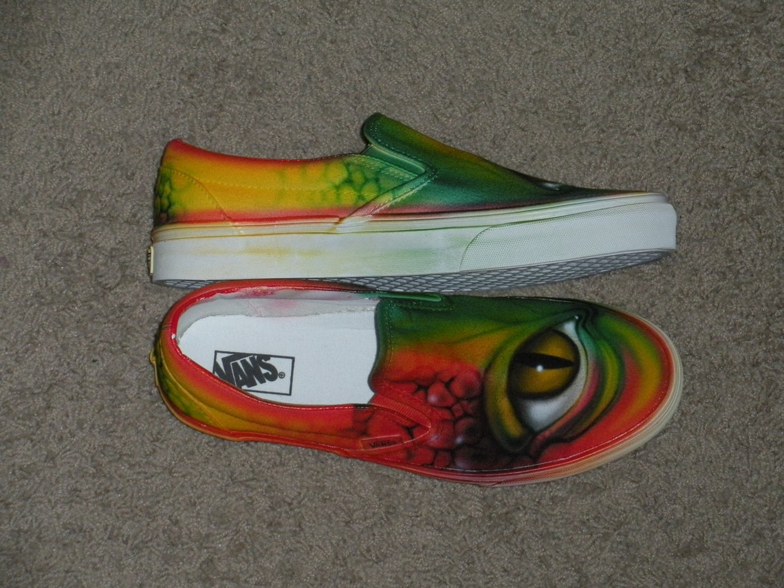 Airbrushed Airbrush Custom VANS Skate Skater Canvas Shoes Lizard Eye ...