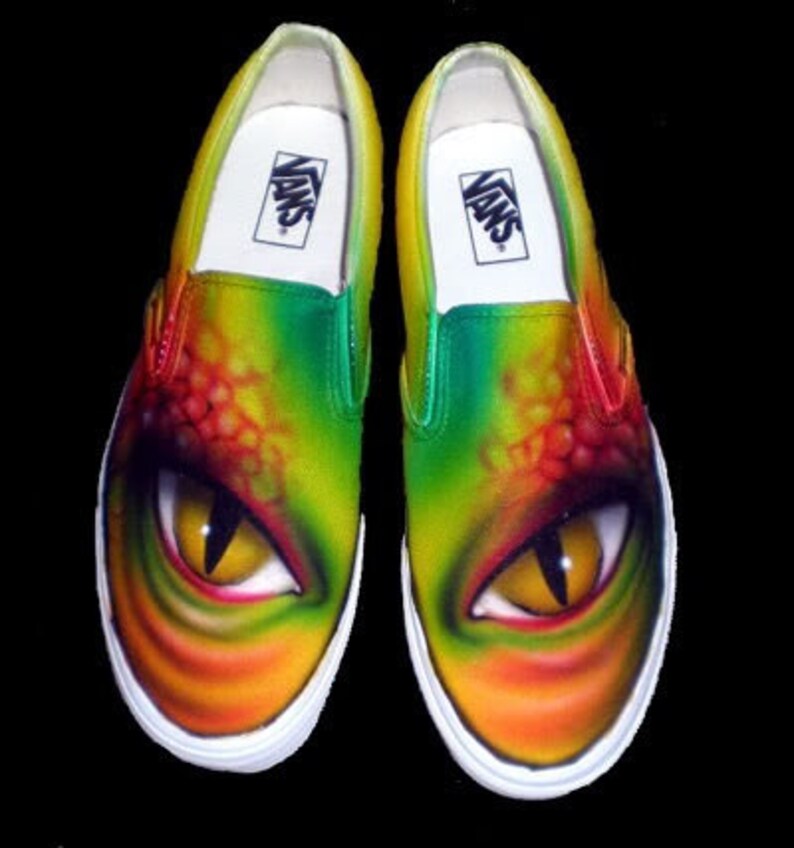 Airbrushed Airbrush Custom VANS Skate Skater Canvas Shoes Lizard Eye ...
