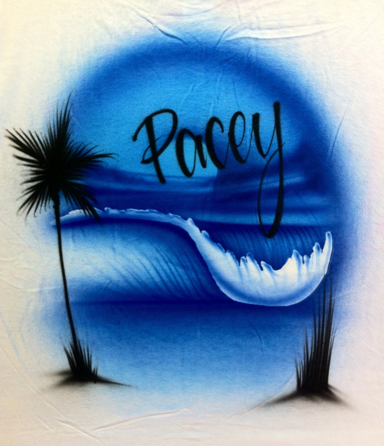 Airbrushed Airbrush Custom Beach Scene Wave Jamaica Colors Sunset T ...
