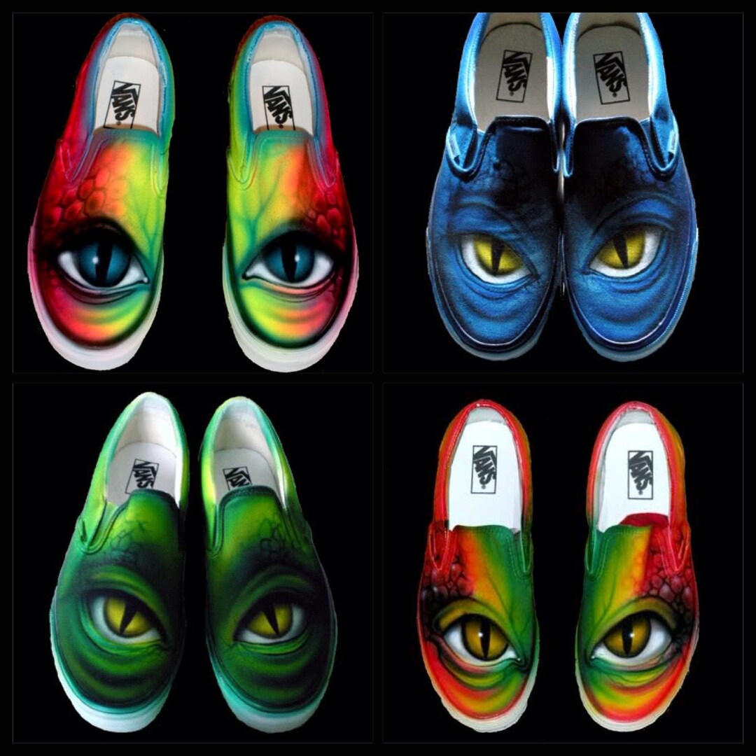 Airbrushed Airbrush Custom VANS Skate Skater Canvas Shoes Lizard Eye ...