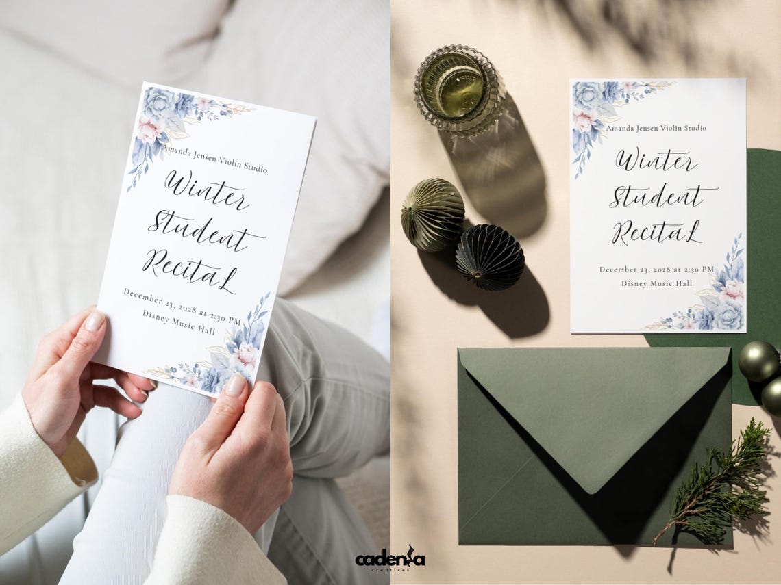 Winter Student Recital Template | Editable Canva Music Program ...