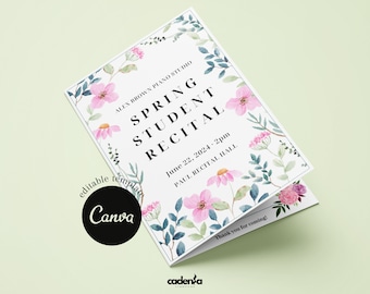 Spring Recital Program Template Canva | Editable Templates for Music ...