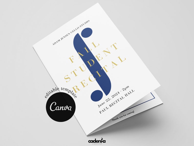 Fall Student Recital Templates | Editable Canva Music Program Printable ...