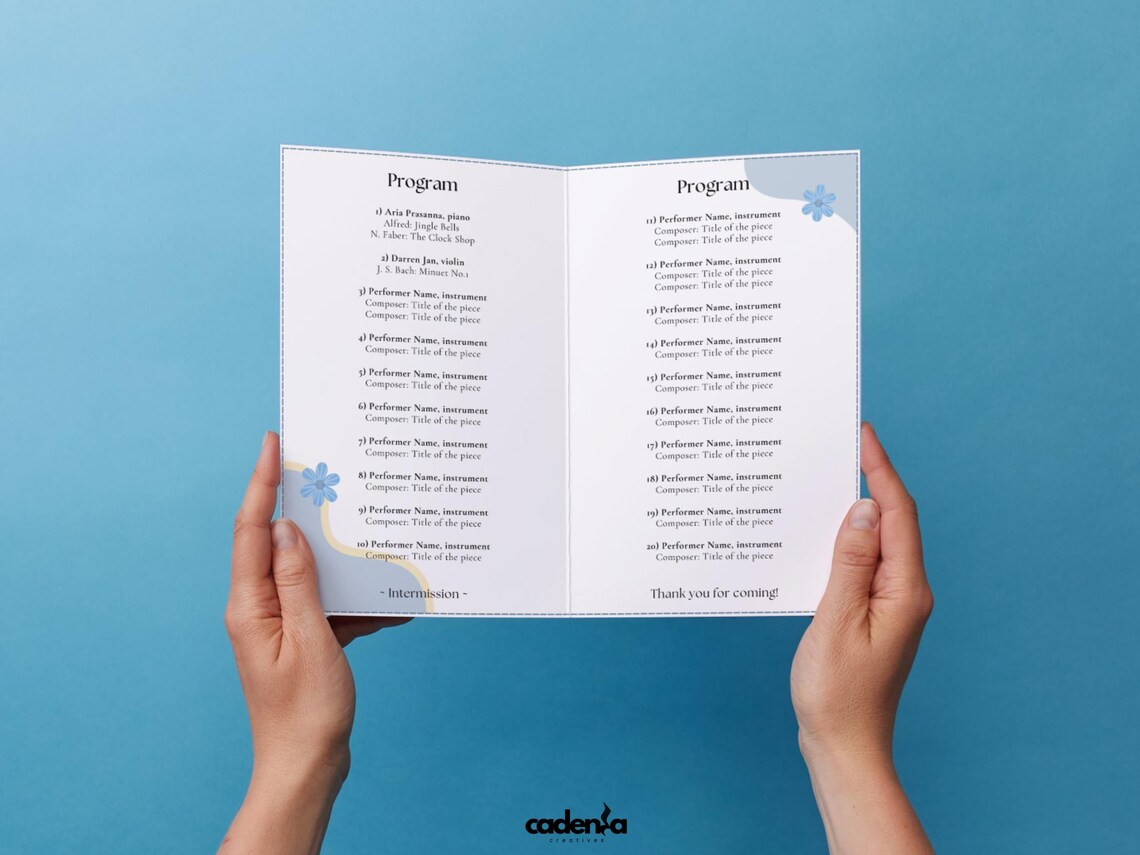 Spring Recital Program Template Canva | Editable Templates for Music ...