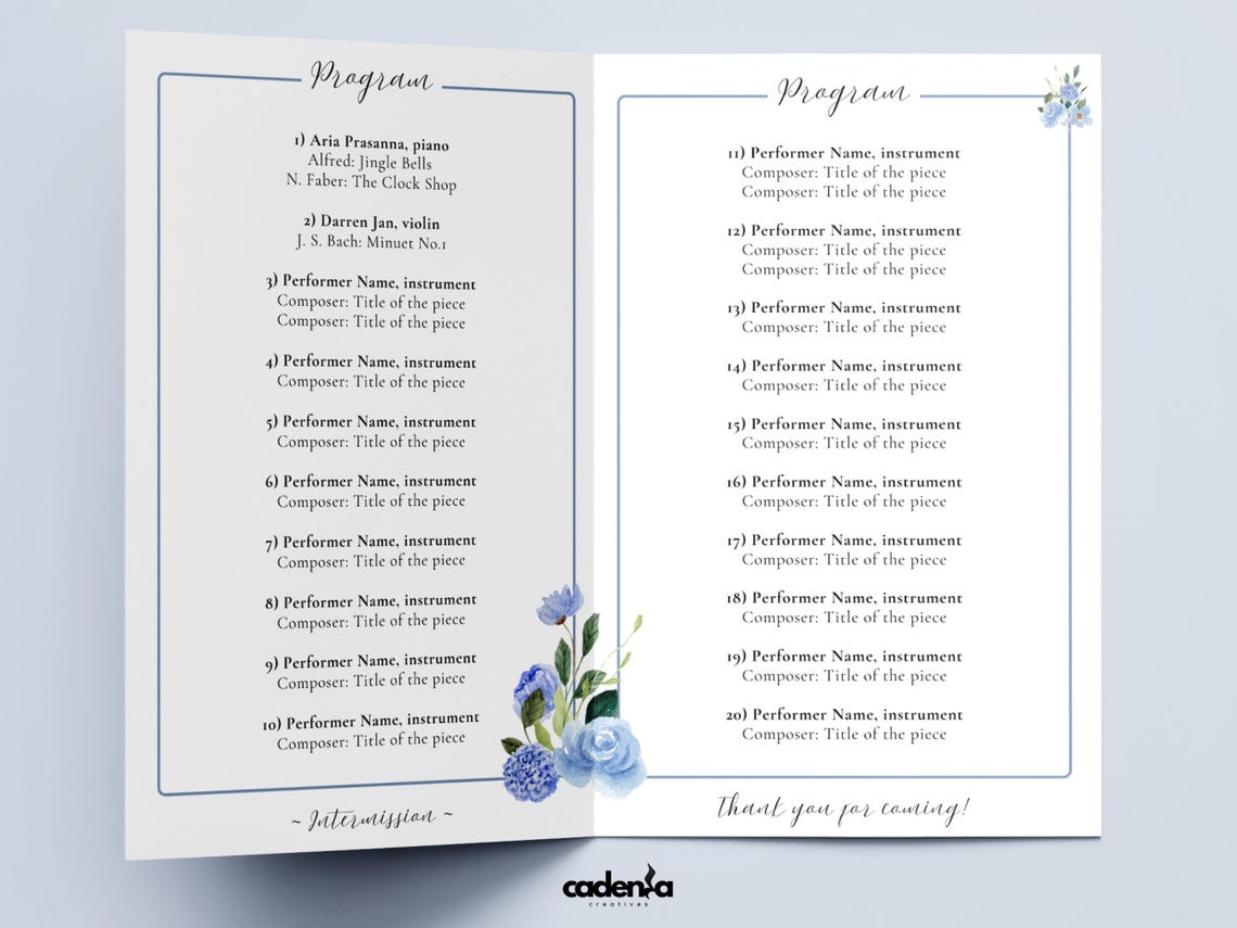 Winter Student Recital Template Editable Canva Music Program Holiday ...