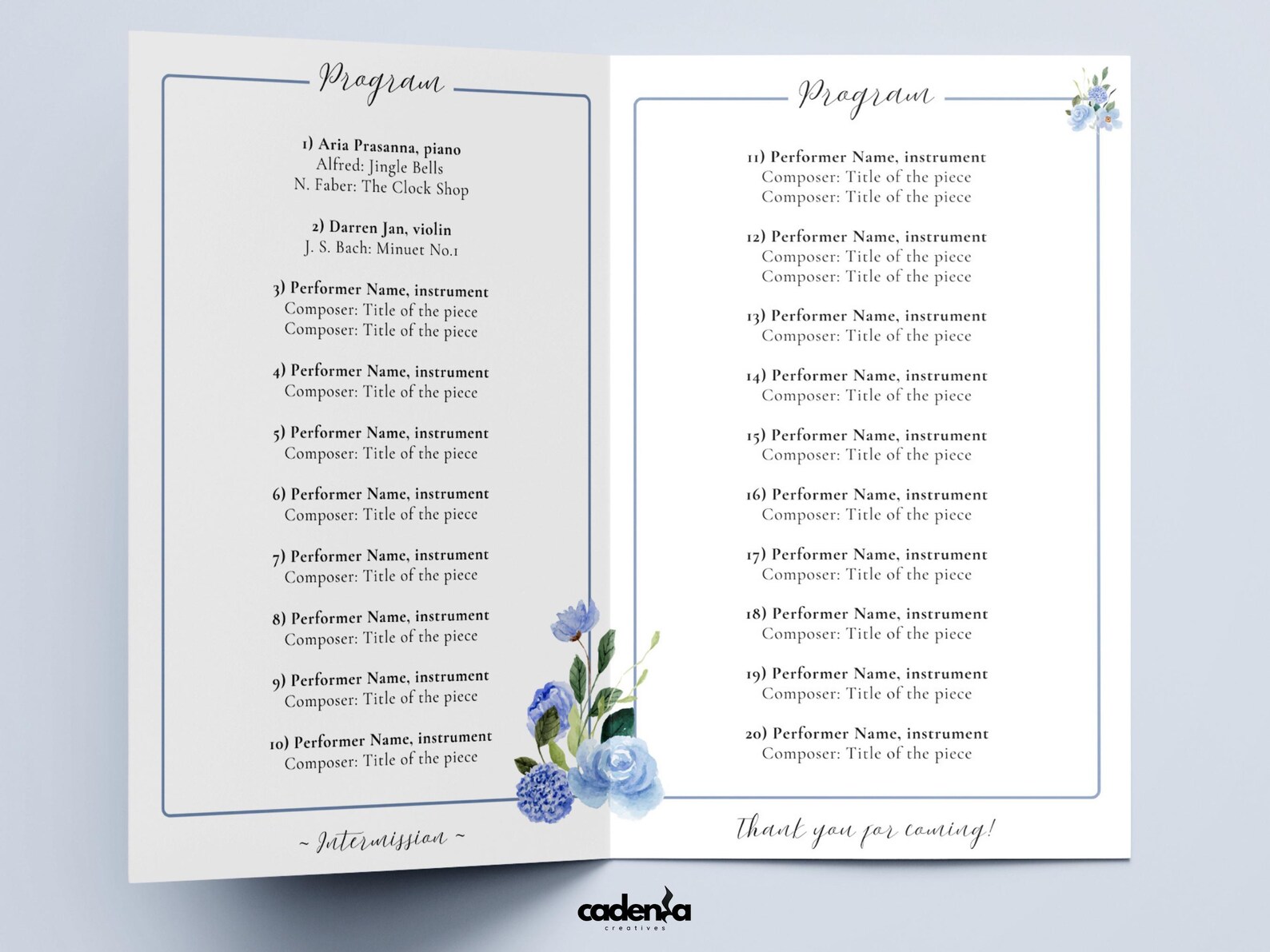 Winter Student Recital Template | Editable Canva Music Program ...