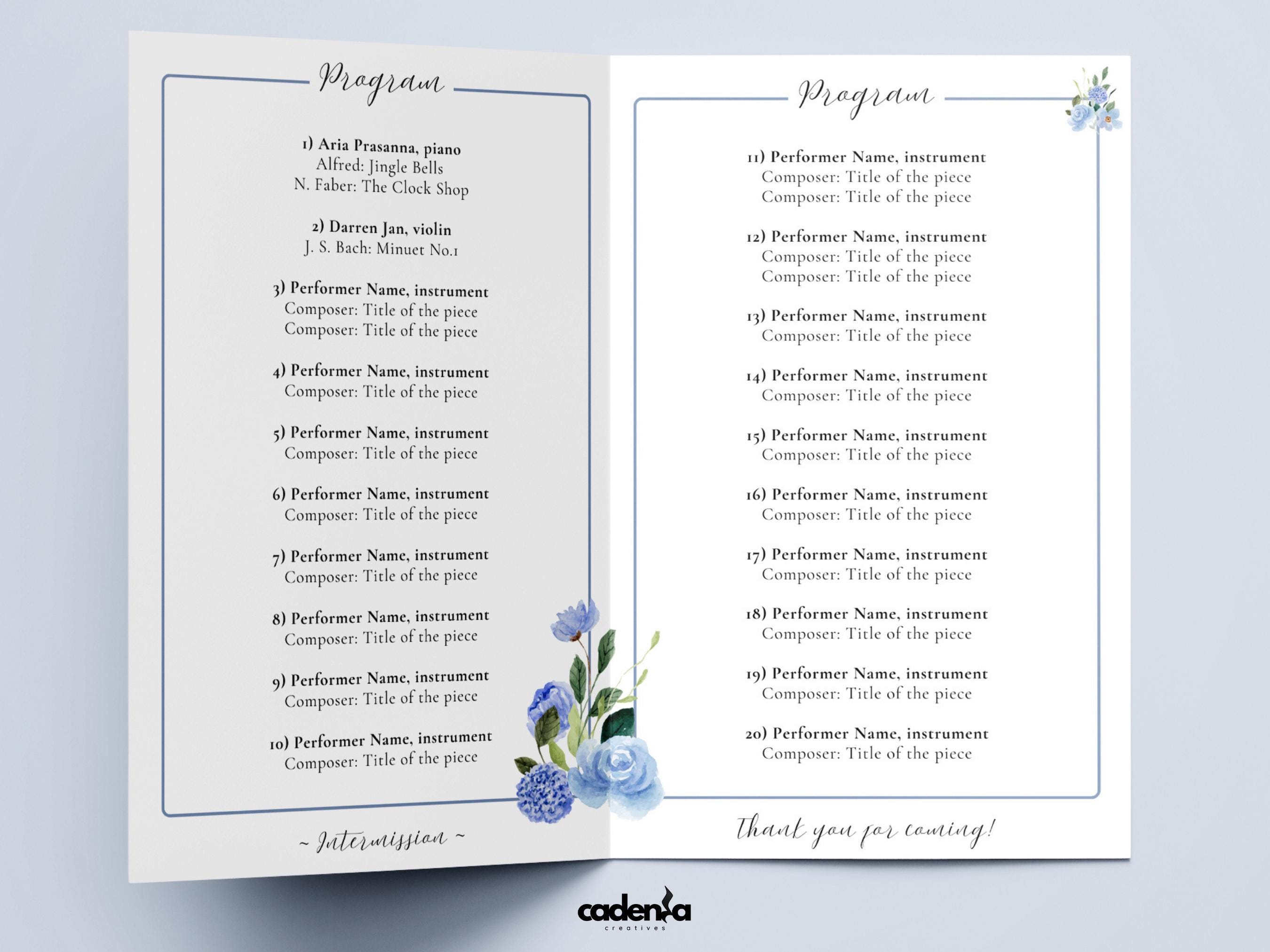 Winter Student Recital Template Editable Canva Music Program Holiday ...