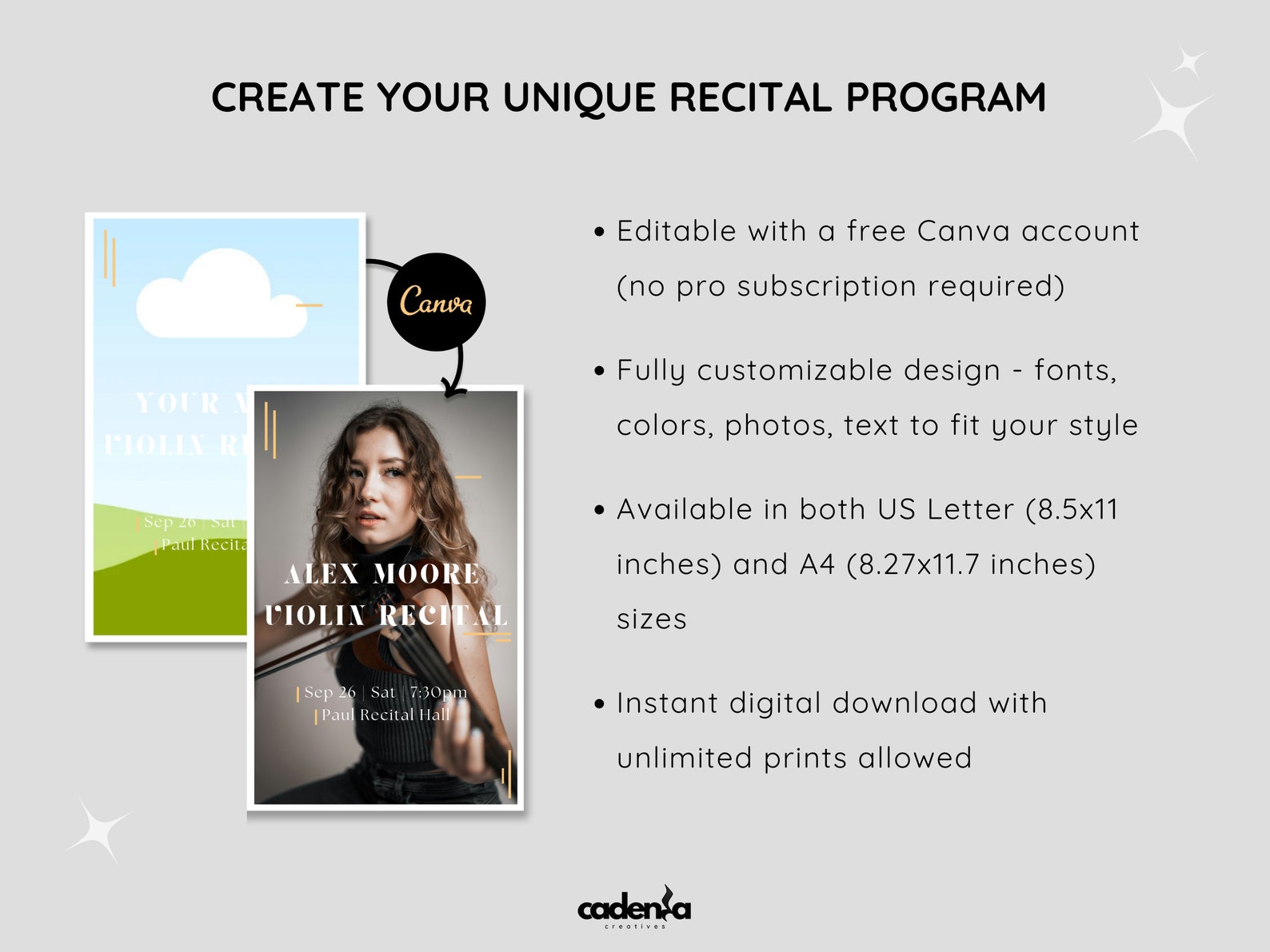 Solo Recital Program Template | Editable Canva Program Template ...
