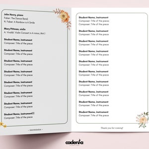 Spring Recital Program Template Canva | Editable Templates for Music ...