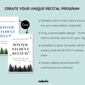 Winter Student Recital Template | Editable Canva Music Program ...