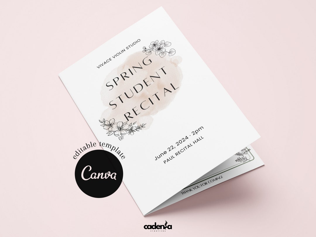 Editable Spring Student Recital Templates | Music Recital Program ...