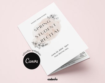 Spring Recital Program Template Canva | Editable Templates for Music ...
