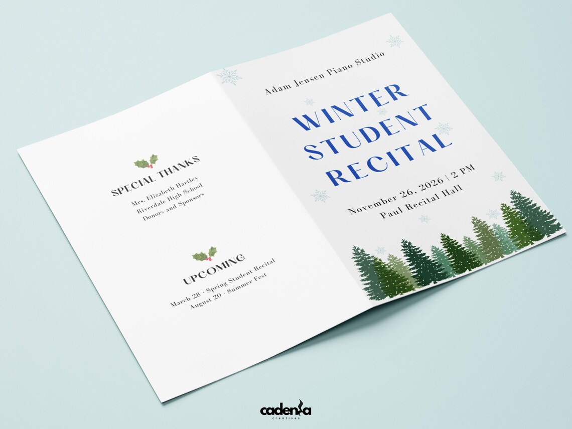 Winter Student Recital Template | Editable Canva Music Program ...