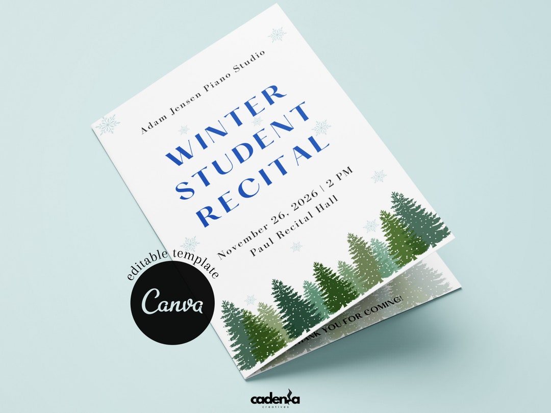 Winter Student Recital Template | Editable Canva Music Program ...