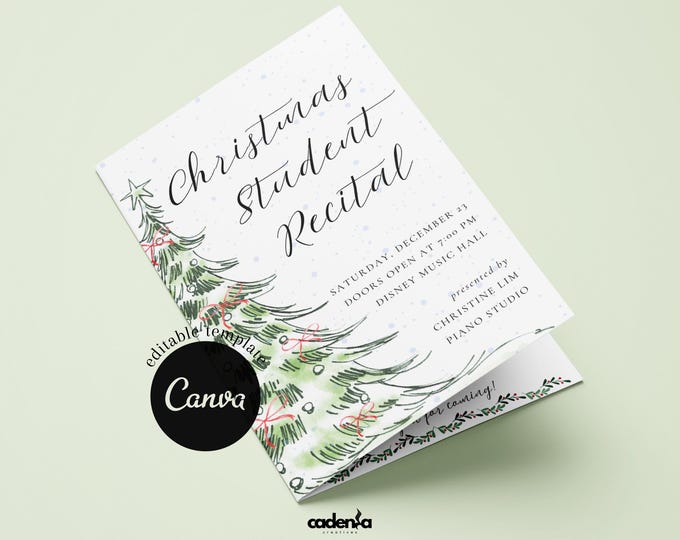 Festive Holiday Music Recital Program | Christmas Concert Template ...