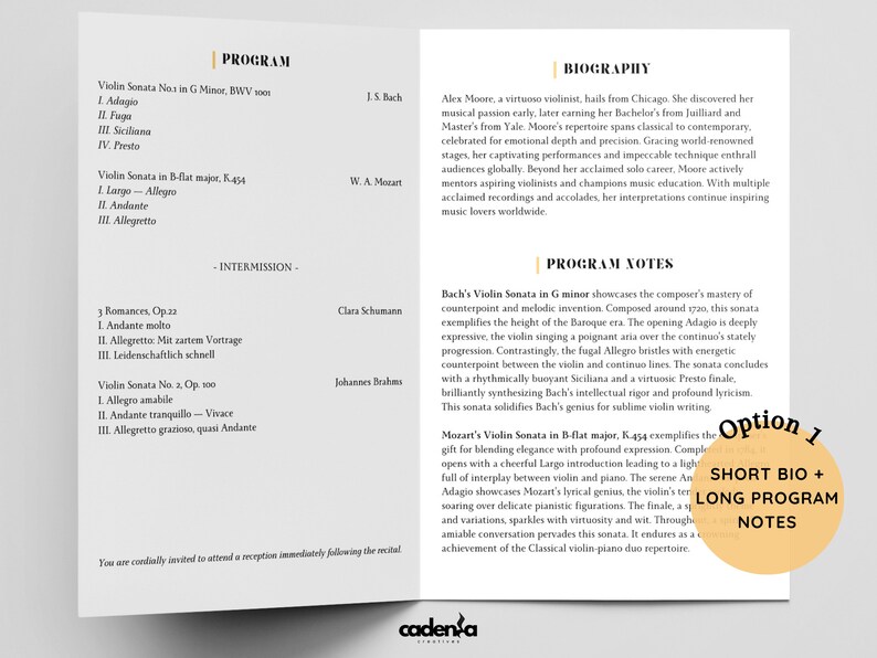 Solo Recital Program Template | Editable Canva Program Template ...