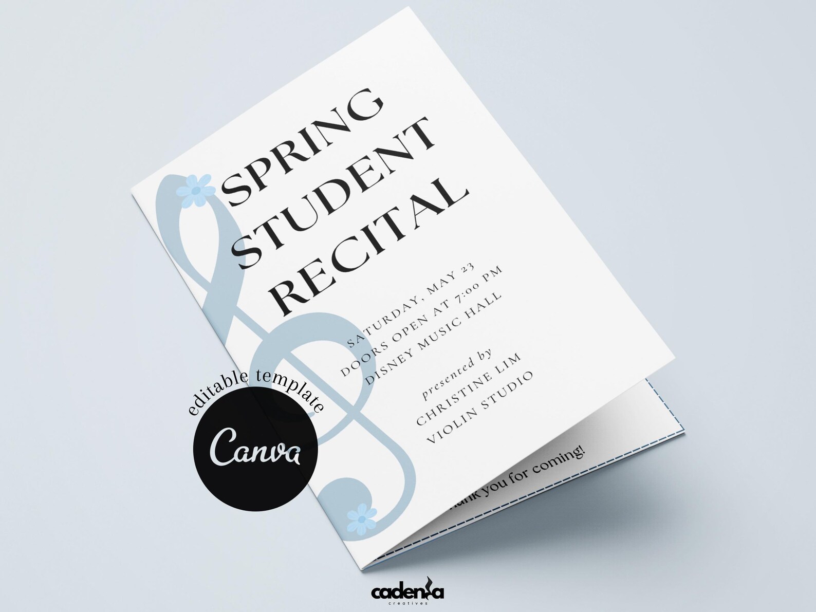 Spring Recital Program Template Canva | Editable Templates for Music ...