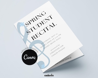 Solo Recital Program Template | Editable Canva Program Template ...