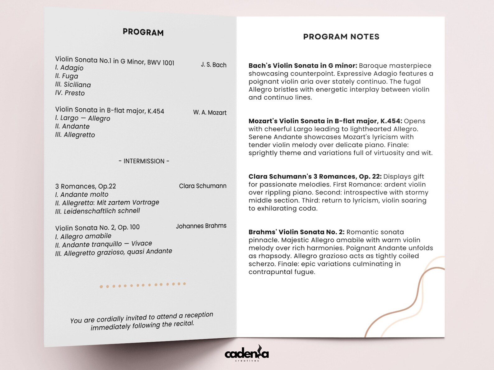 Solo Recital Program Template | Editable Canva Program Template ...