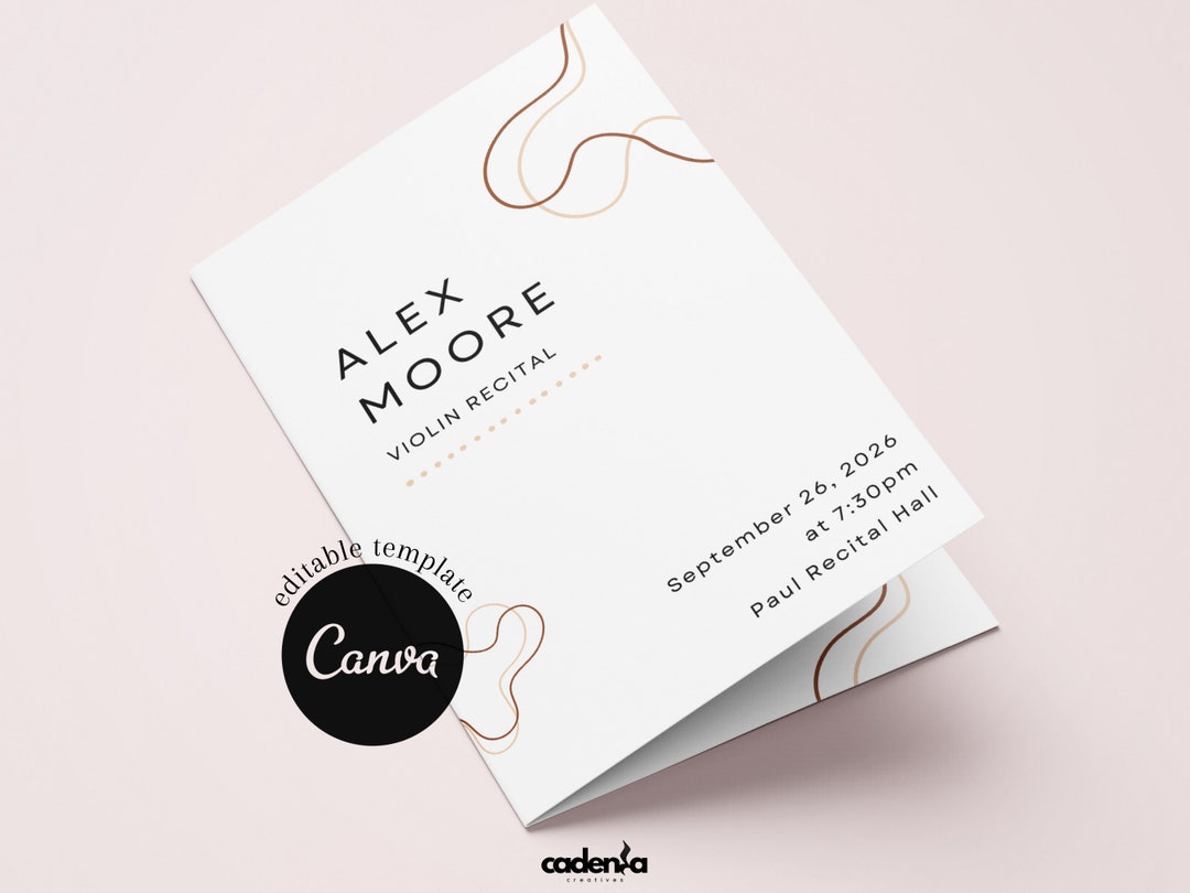 Solo Recital Program Template | Editable Canva Program Template ...