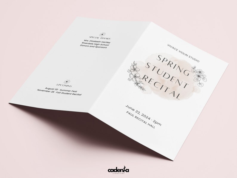 Editable Spring Student Recital Templates | Music Recital Program ...