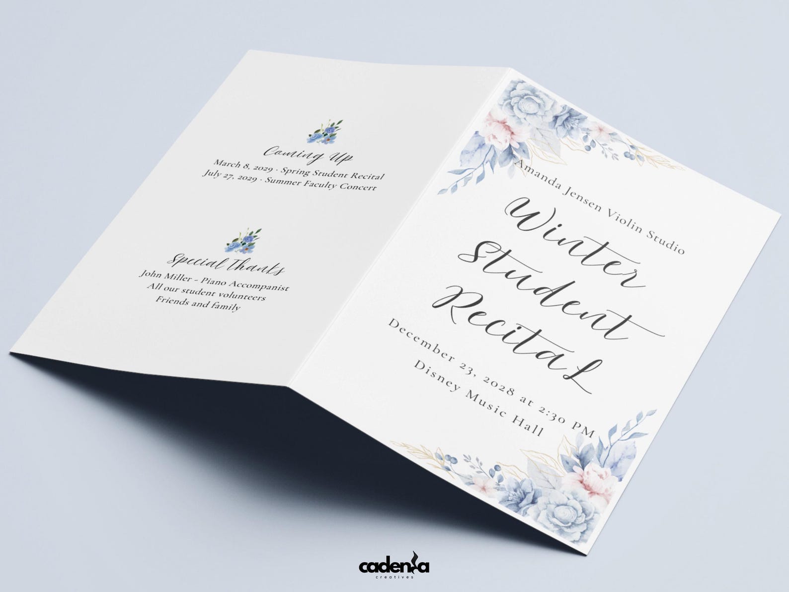 Winter Student Recital Template | Editable Canva Music Program ...