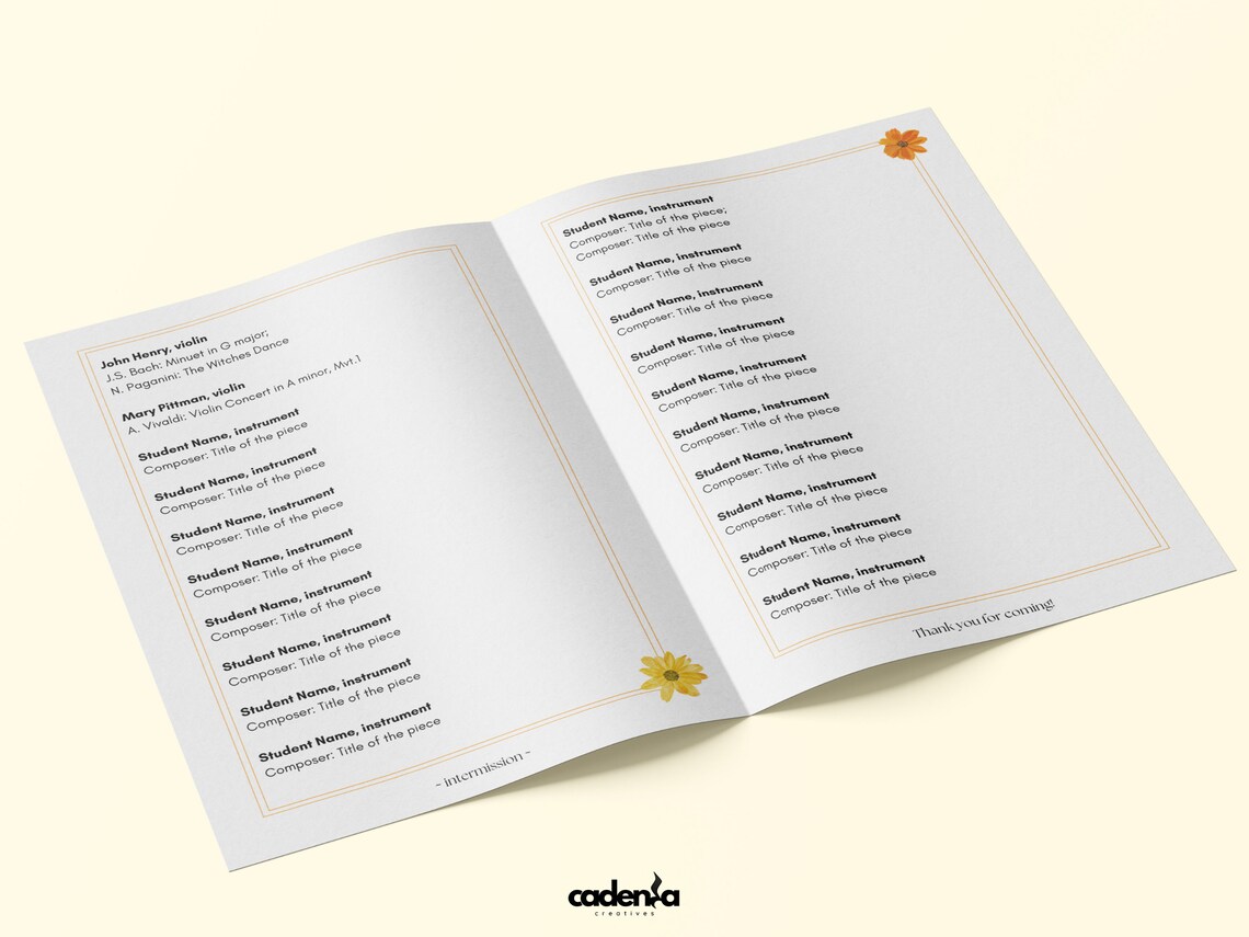 Violin Summer Recital Templates Canva | Editable Recital Program ...
