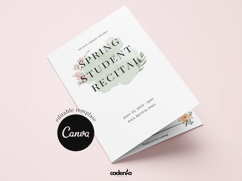 Spring Recital Program Template Canva | Editable Templates for Music ...