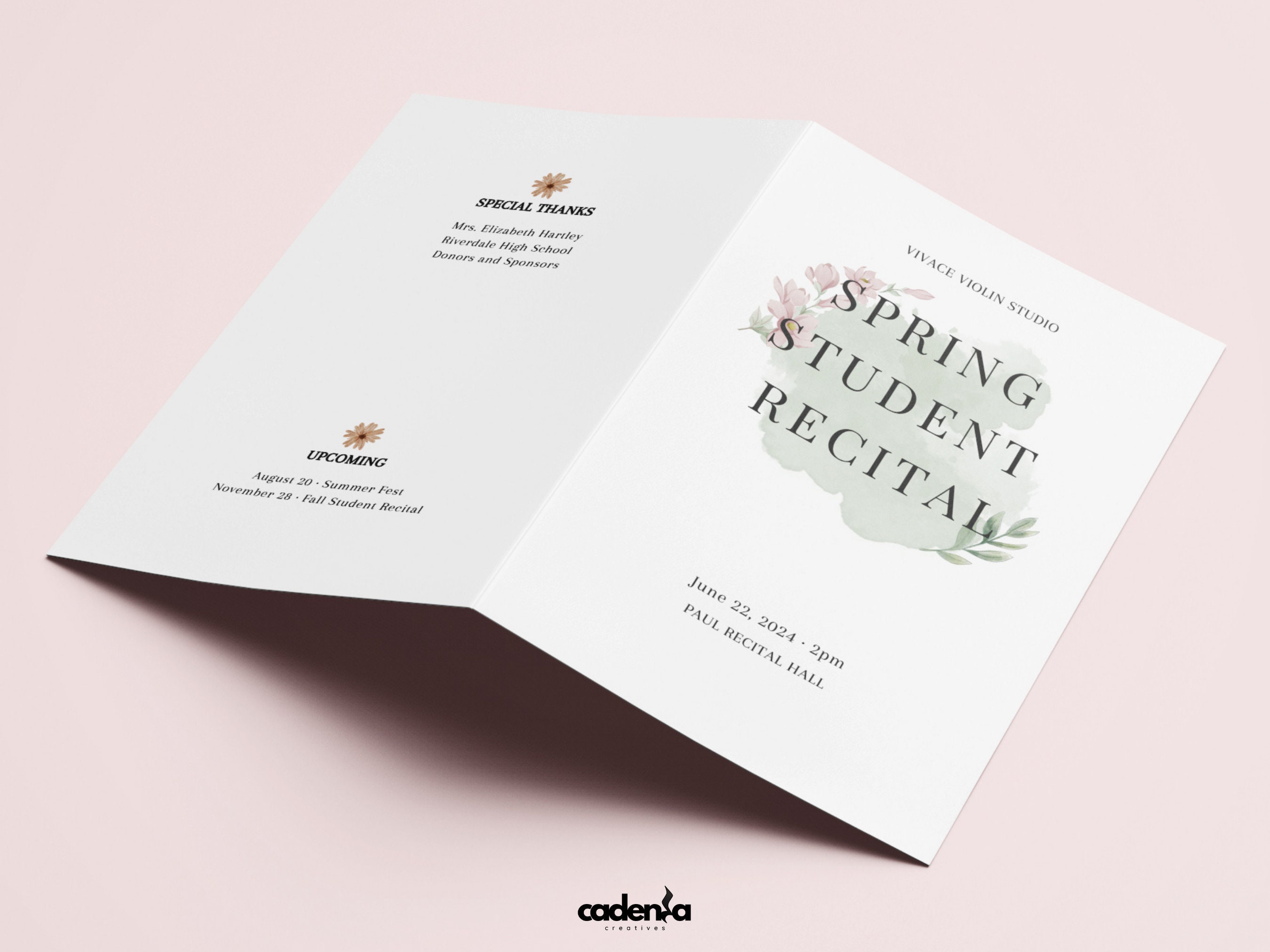 Spring Recital Program Template Canva Editable Templates for Music ...