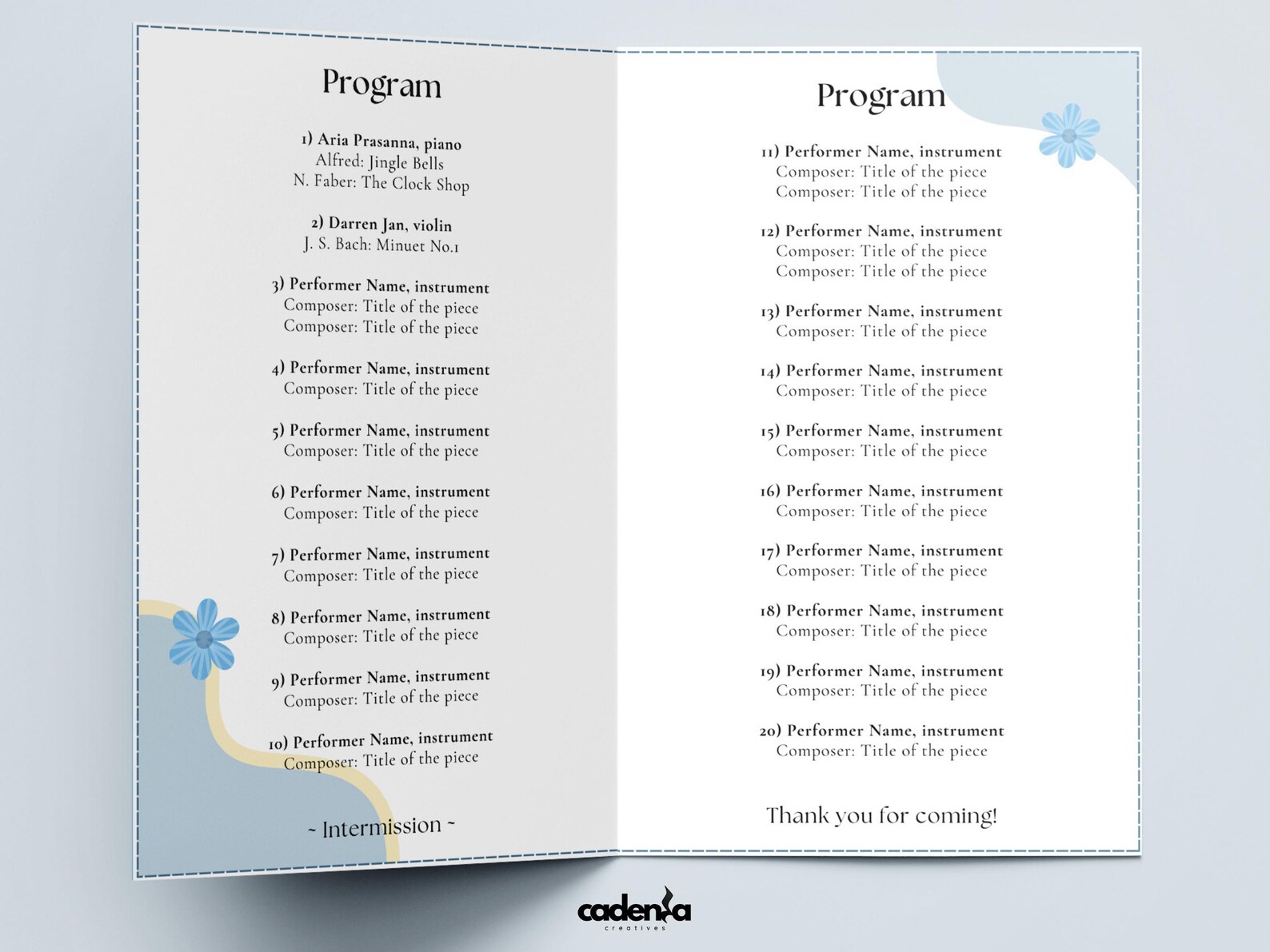 Spring Recital Program Template Canva | Editable Templates for Music ...