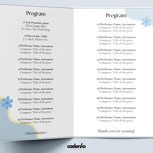Spring Recital Program Template Canva | Editable Templates for Music ...