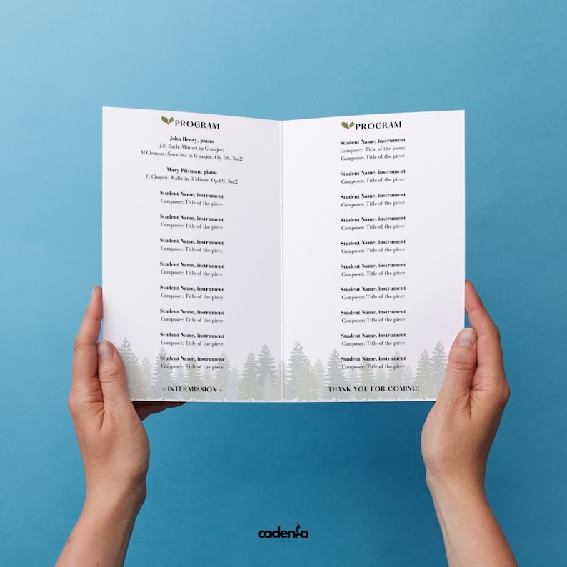 Winter Student Recital Template | Editable Canva Music Program ...