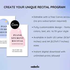 Piano Recital Templates Canva | Editable Concert Program Template ...