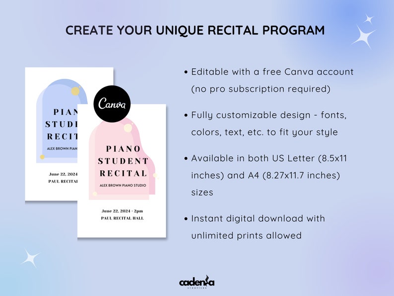 Piano Recital Templates Canva | Editable Concert Program Template ...