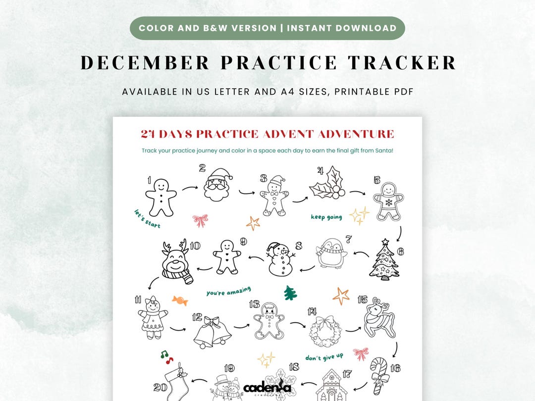 Printable December Reward Chart Coloring Practice Log Christmas Holiday ...