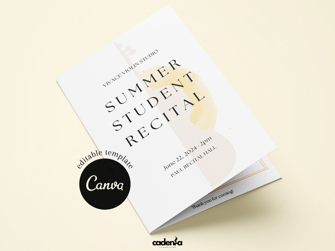 Violin Summer Recital Templates Canva | Editable Recital Program ...