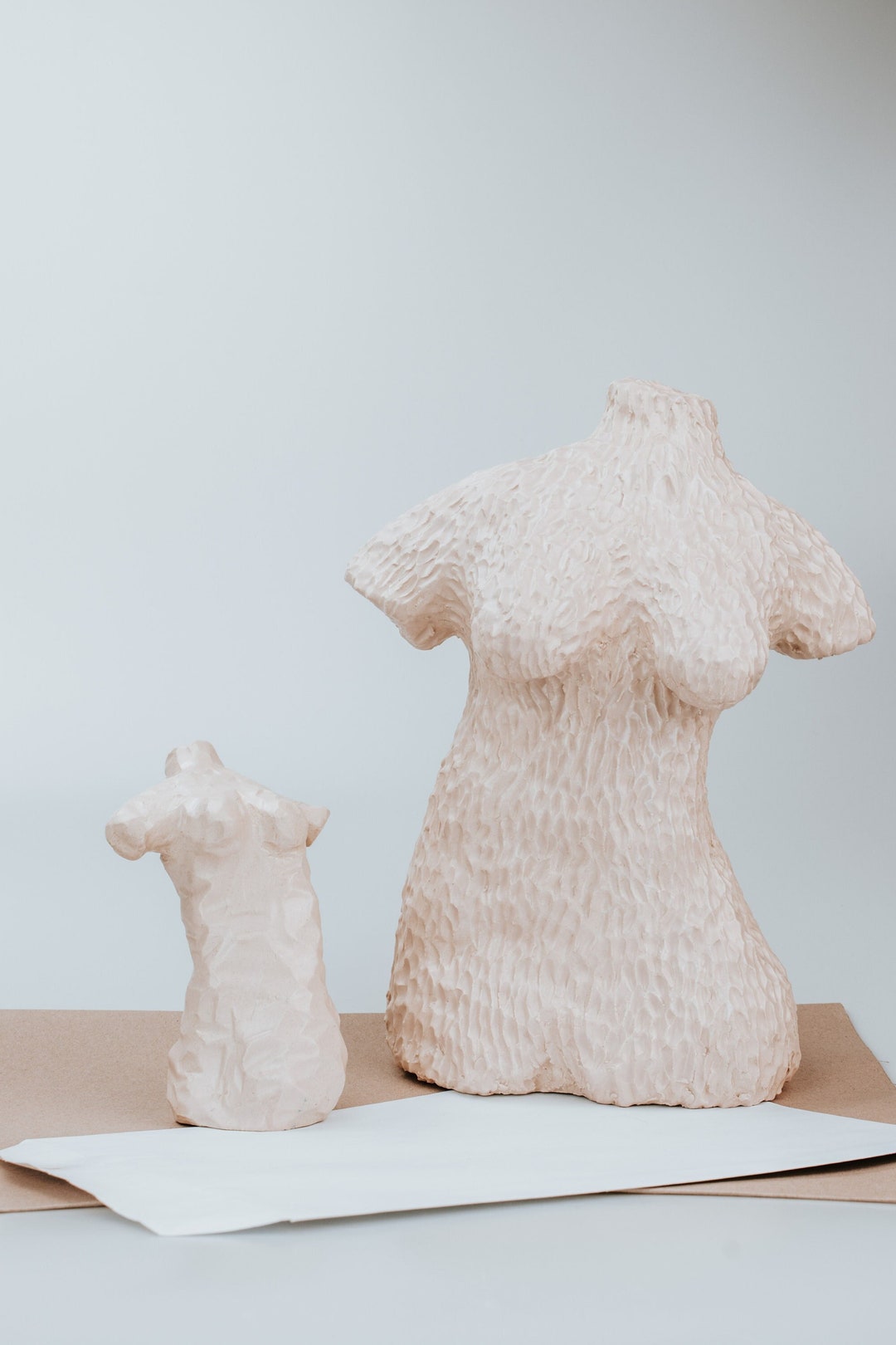 Large Torso Figurine Body Sculpture Pottery Home Decor Salmon Pink - Etsy