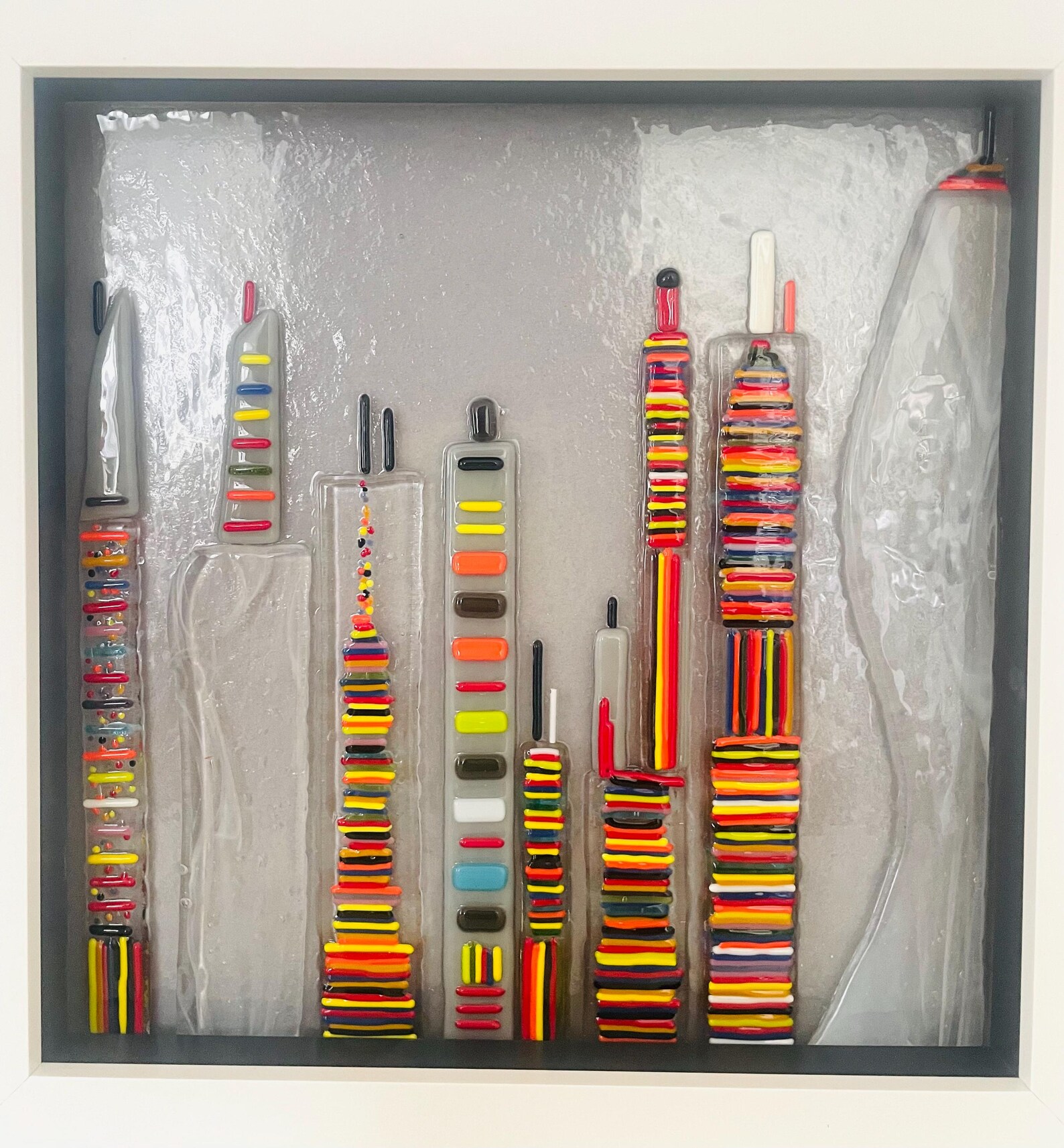 Cityscape Grey White Colour Glass Framed Wall Art Fused Glass Art - Etsy