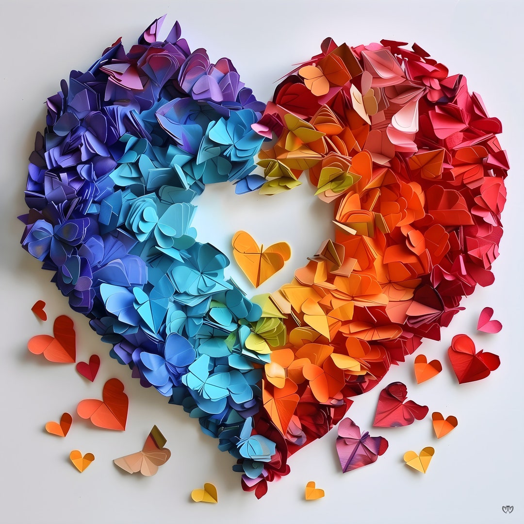 Printable Heart Digital Art, Heart Drawing to Decorate. Multicolor ...