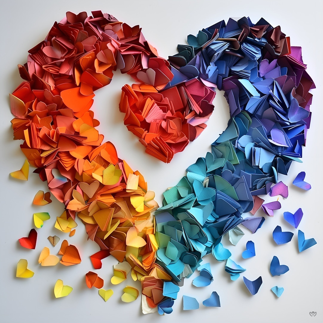 Printable Heart Digital Art, Heart Drawing to Decorate. "multicolor ...