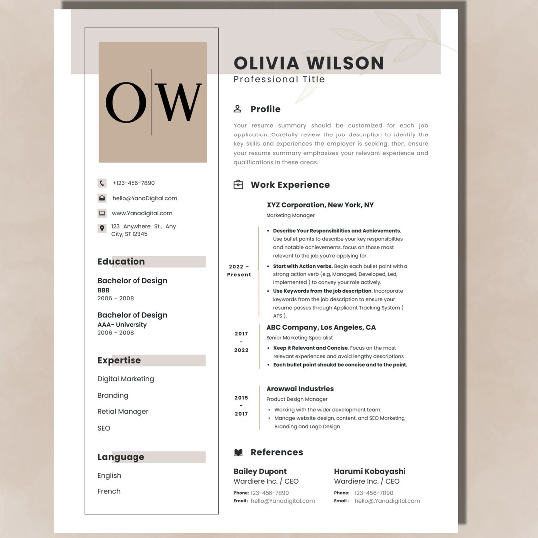 Editable Modern CV TEMPLATE Resume Template ATS Friendly, Clean, Simple ...
