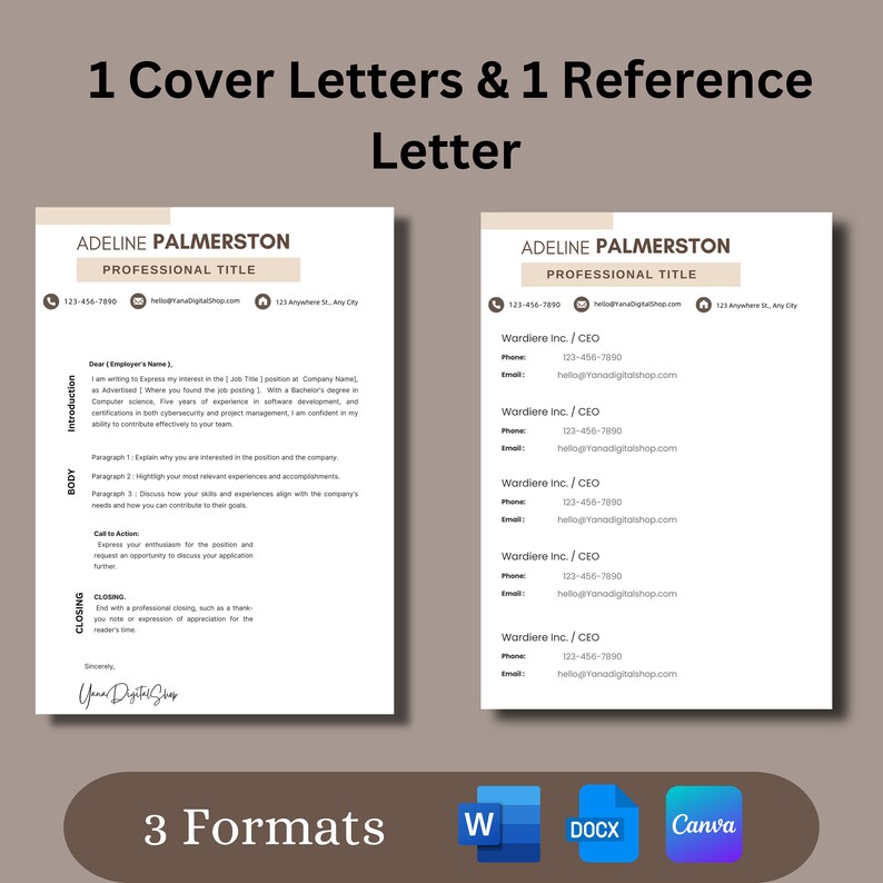 PROFESSIONAL Modern Resume Template for Microsoft Word Instant Download ...