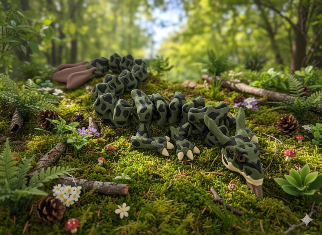 3D Printed Articulated Banshee Dragon - Camouflage Fidget Toy - Forest ...